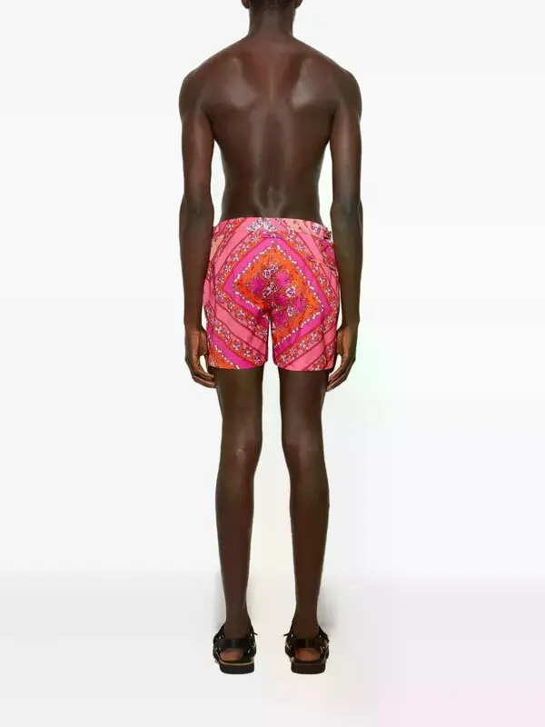 Emilio Pucci Floral-patterned Diagonal-stripe Swim Shorts