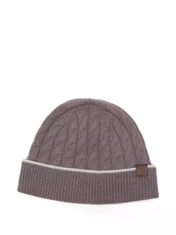 Eleventy Cable-knit Beanie - Purple