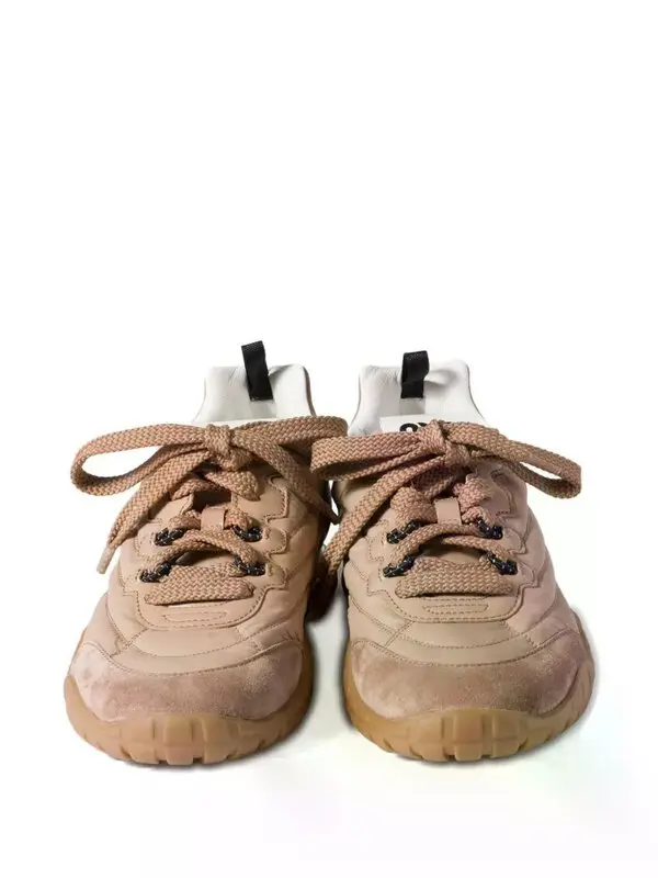 Miu Miu Suede And Fabric Lace-up Sneakers - Pink