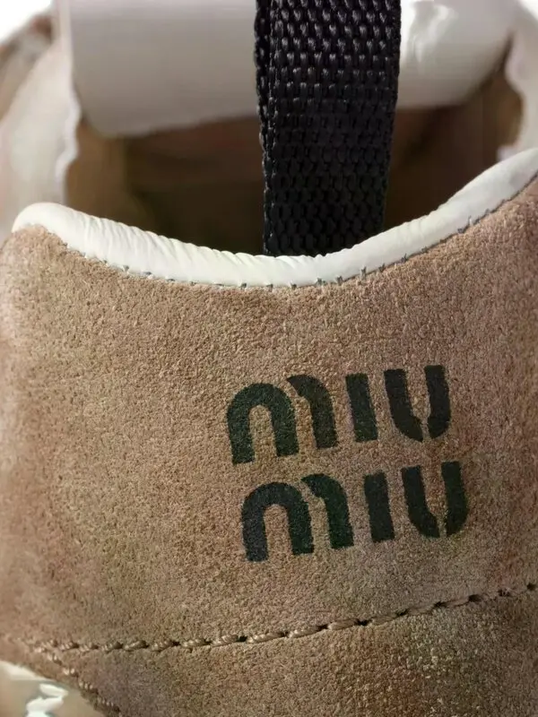 Miu Miu Suede And Fabric Lace-up Sneakers - Pink