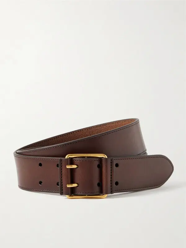Saint Laurent Motorcycle Leather Belt - Brown