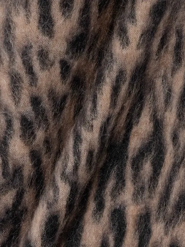 Saint Laurent Leopard-print Mohair-blend Scarf - Brown