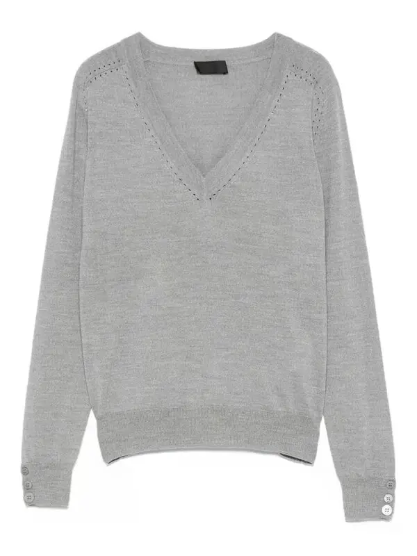 Liu Jo Button-cuff V-neck Top - Grey