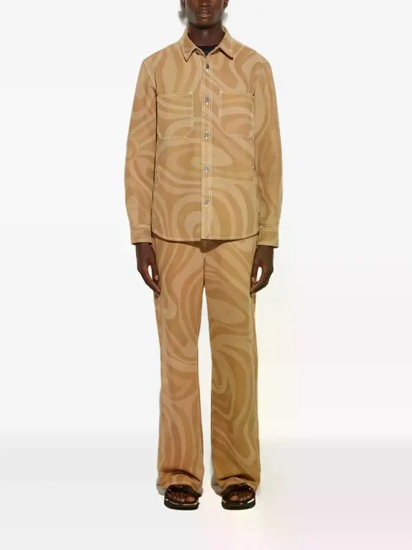Emilio Pucci Marmo-print Straight-leg Trousers - Neutrals