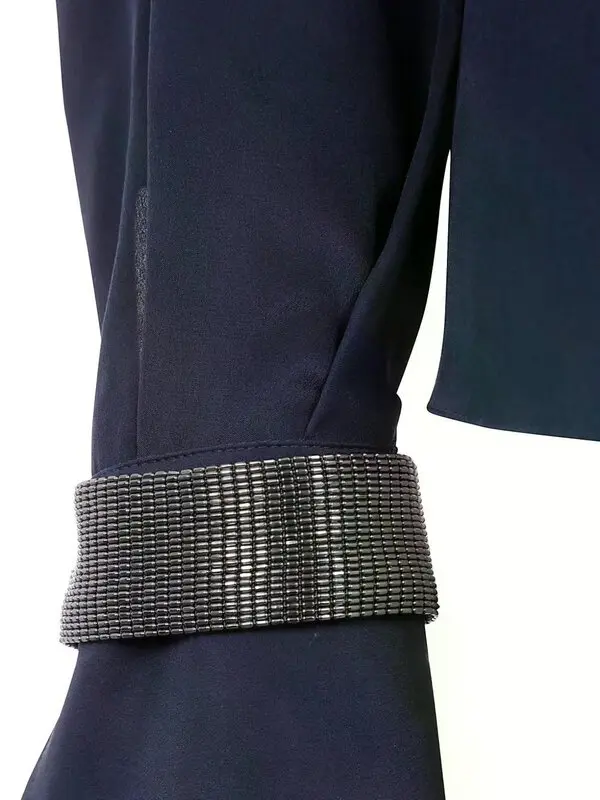 Brunello Cucinelli High-neck Embellished-cuff Blouse - Blue