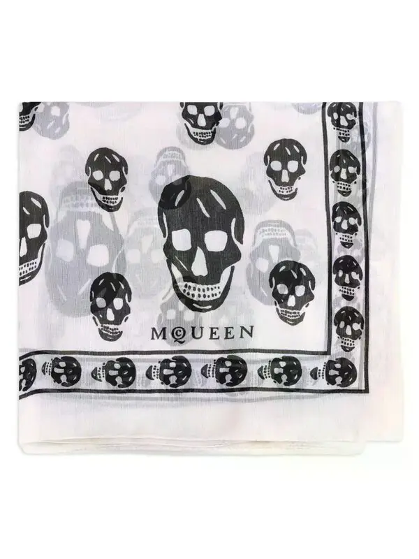 Alexander McQueen Skull-print Silk Scarf - White