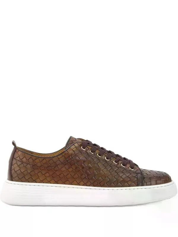 CALCE Woven Leather Low-top Trainers - Brown
