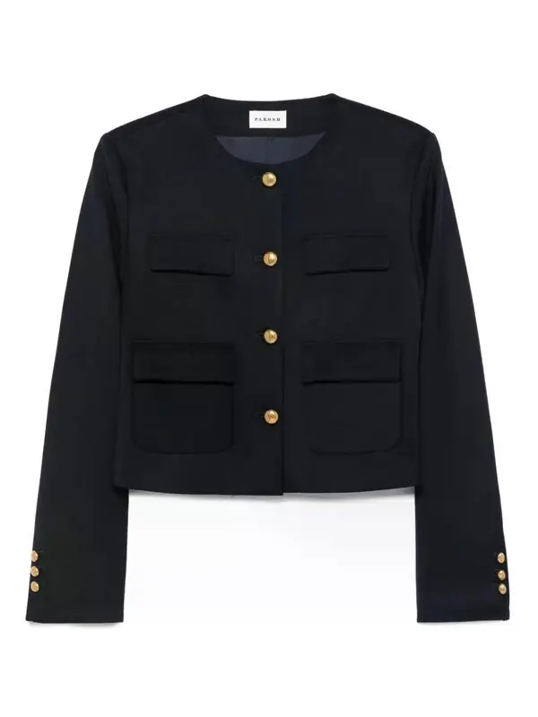 P.a.r.o.s.h Round-neck Buttoned Jacket - Blue