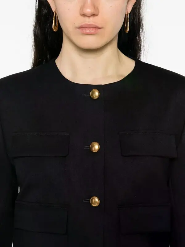 P.a.r.o.s.h Round-neck Buttoned Jacket - Blue