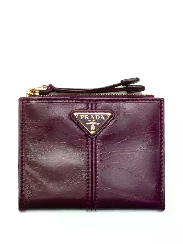 Prada Small Zip-pocket Leather Wallet - Red