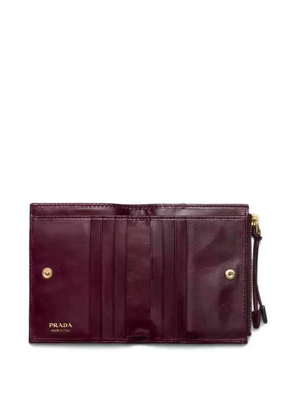 Prada Small Zip-pocket Leather Wallet - Red