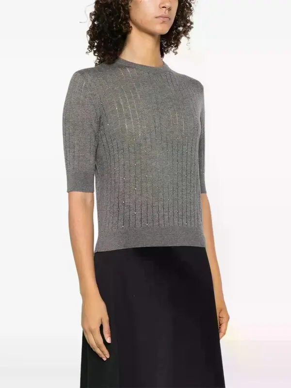 Max Mara Embellished Ribbed Knit Sweater