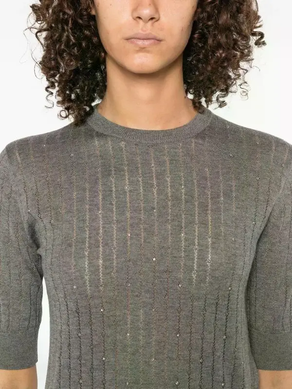 Max Mara Embellished Ribbed Knit Sweater