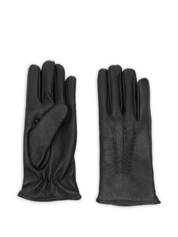 LARDINI Deerskin Stitched Gloves - Black