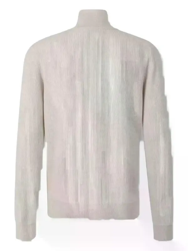 Brioni Ribbed Zip-neck Sweater - Neutrals