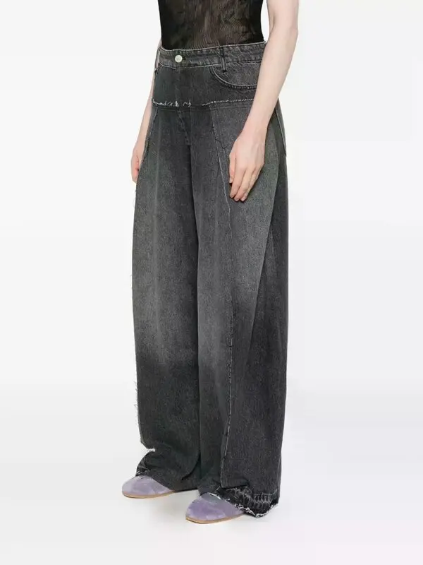 LITKOVSKA Pleated Frayed Jeans