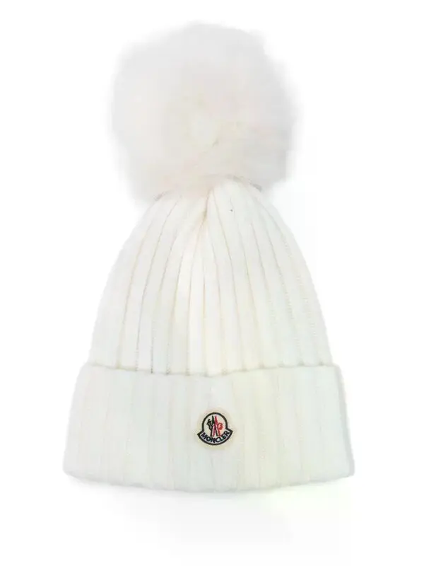 Moncler Ribbed Virgin Wool Pom-pom Beanie - Neutrals