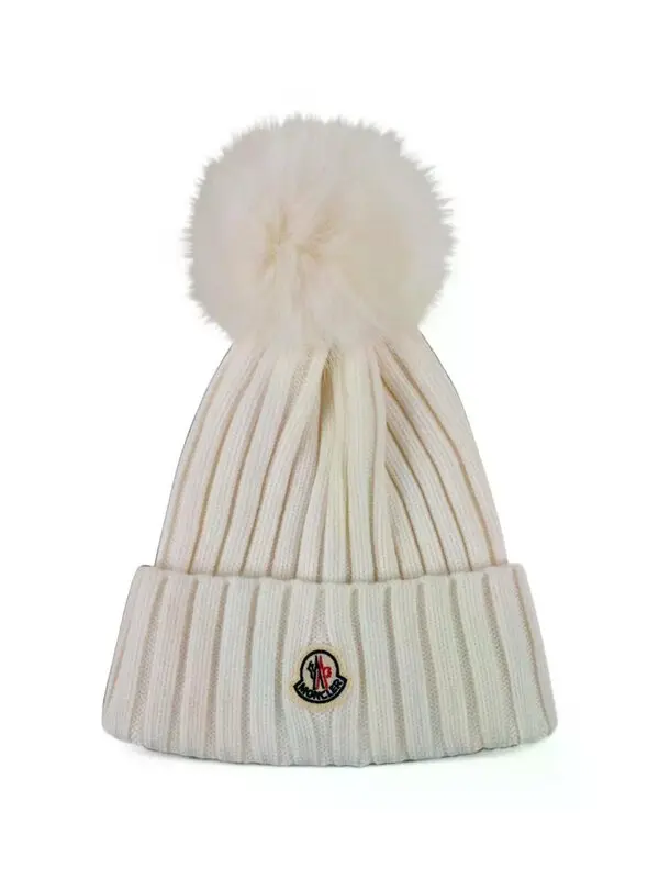 Moncler Ribbed Knit Beanie - Neutrals