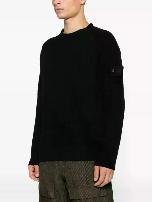 Stone Island Ribbed Crew-neck Sweatshirt - Black