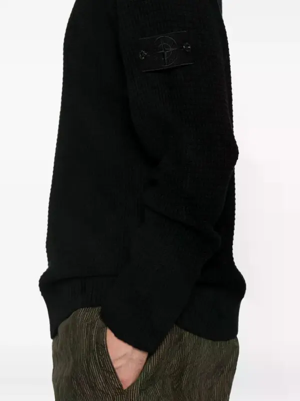 Stone Island Ribbed Crew-neck Sweatshirt - Black