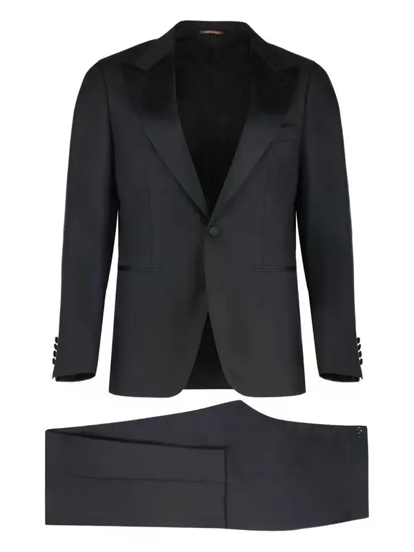 Canali Peak-lapel Wool Suit - Black