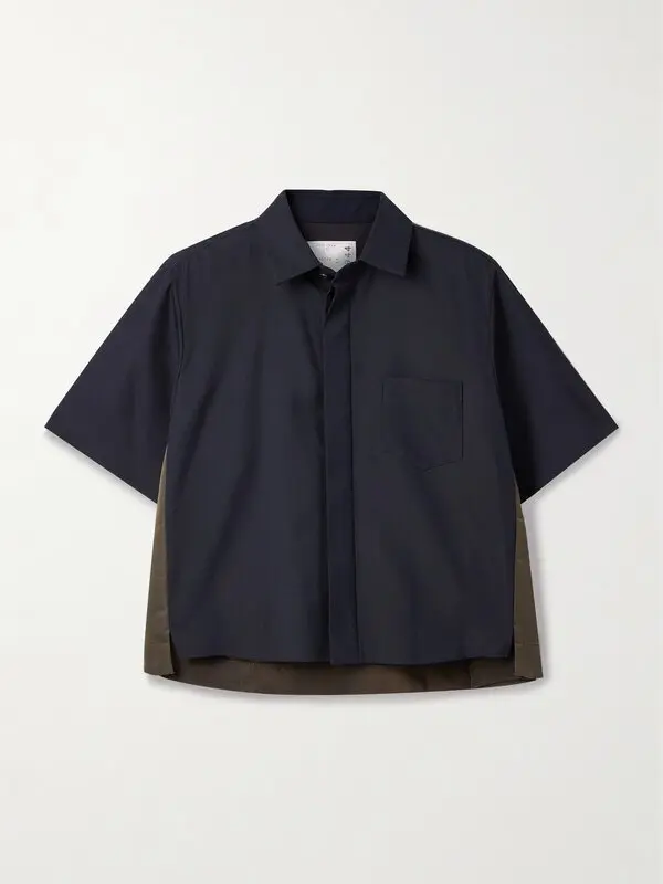 Sacai Crepe And Shell Shirt - Blue