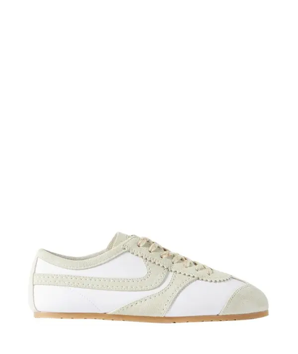 Dries Van Noten Suede-trimmed Leather Sneakers - White