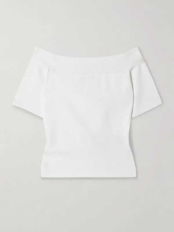 Alexander McQueen Off-the-shoulder Stretch-knit Top - White