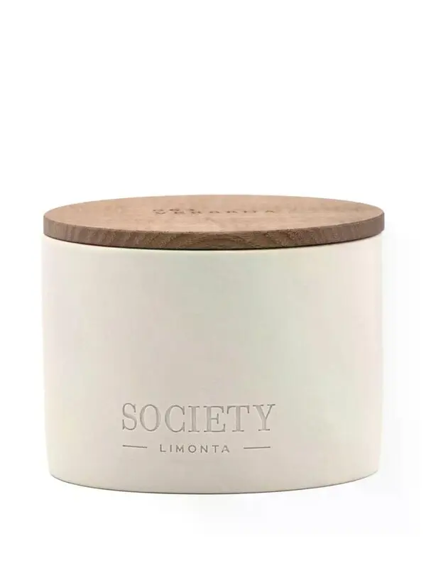 SOCIETY LIMONTA Wooden-lidded Candle - White