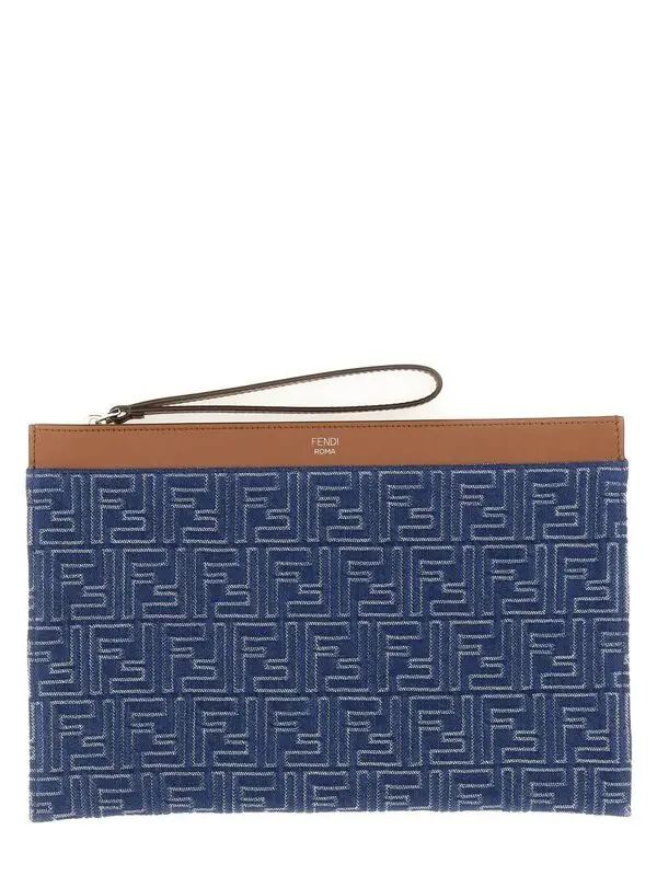 Fendi Flat Pouch Medium Ff - Blue