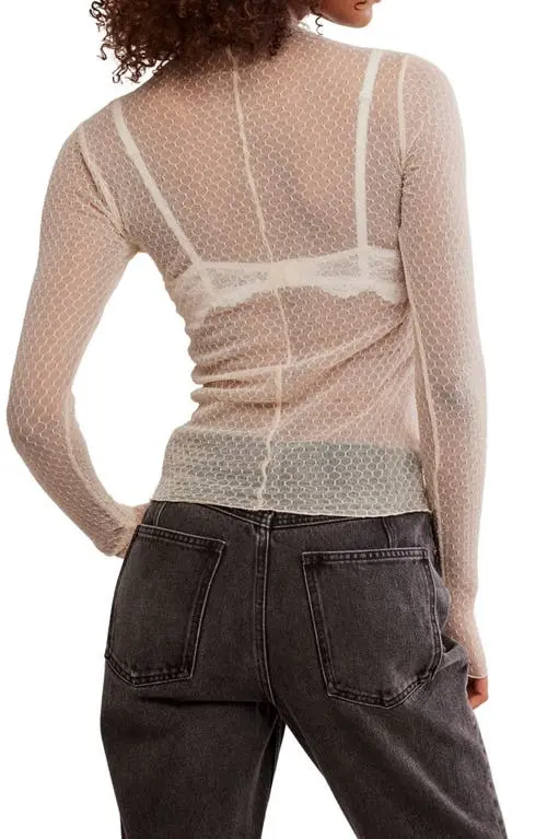 Free People Sheer Stitched Top - Ivory