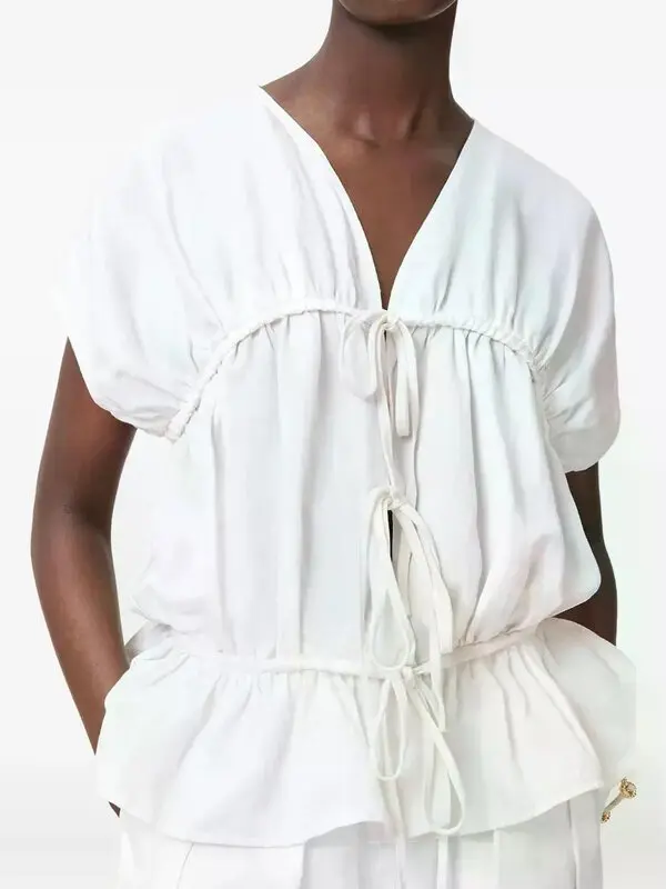 ALLSAINTS Remy Tie-front Ruffled Top - White