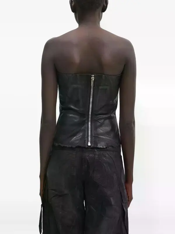 Rick Owens Strapless Frayed-hem Vest - Black