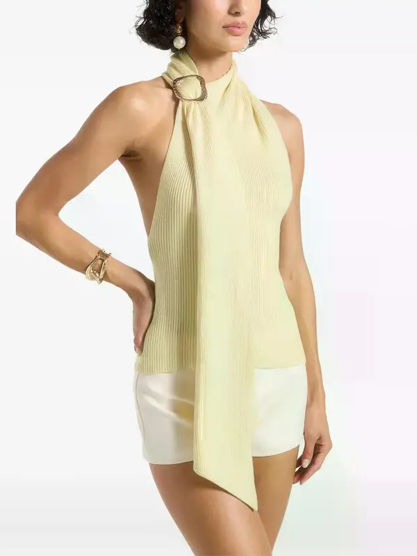 Manière De Voir Maniere De Voir Knitted Draped Halterneck Top - Yellow