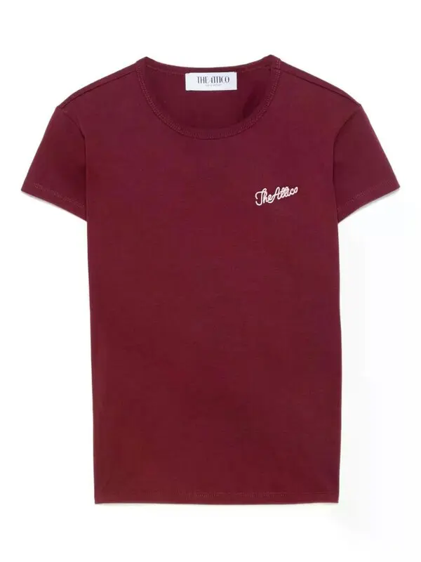 Attico Logo-embroidered Cotton T-shirt - Red