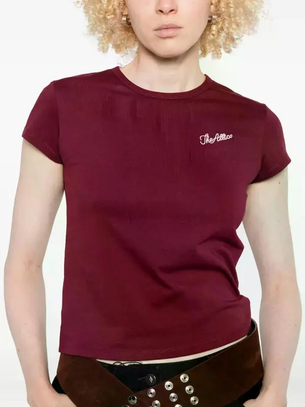 Attico Logo-embroidered Cotton T-shirt - Red