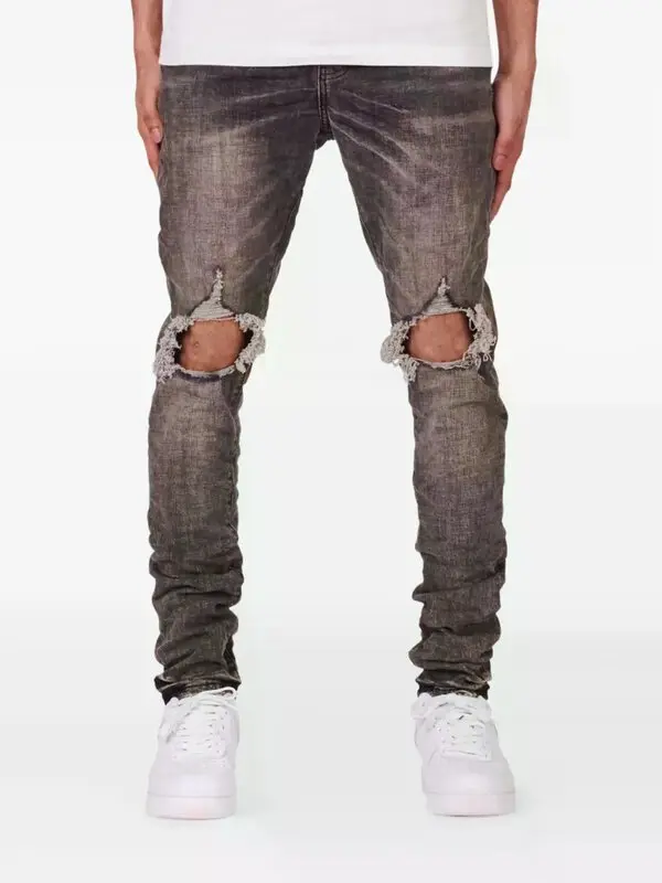 PURPLE BRAND P002 Distressed-knee Skinny Jeans