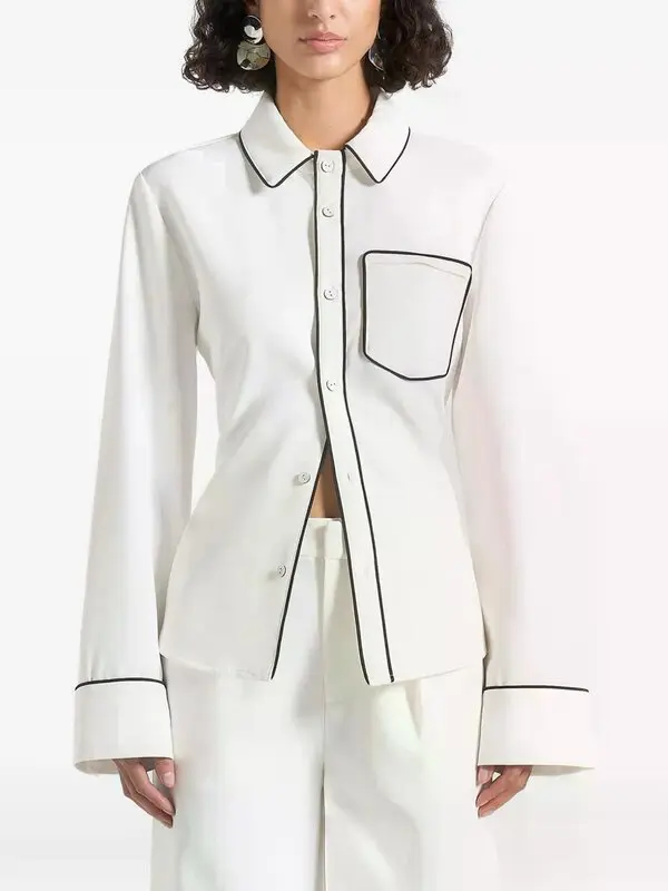Manière De Voir Contrast Piped Tie-back Shirt - White