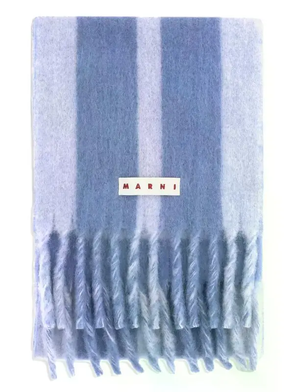 Marni Striped Fringed Scarf - Blue