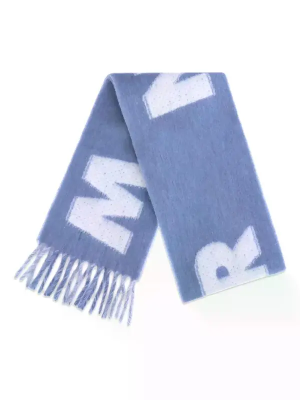Marni Striped Fringed Scarf - Blue