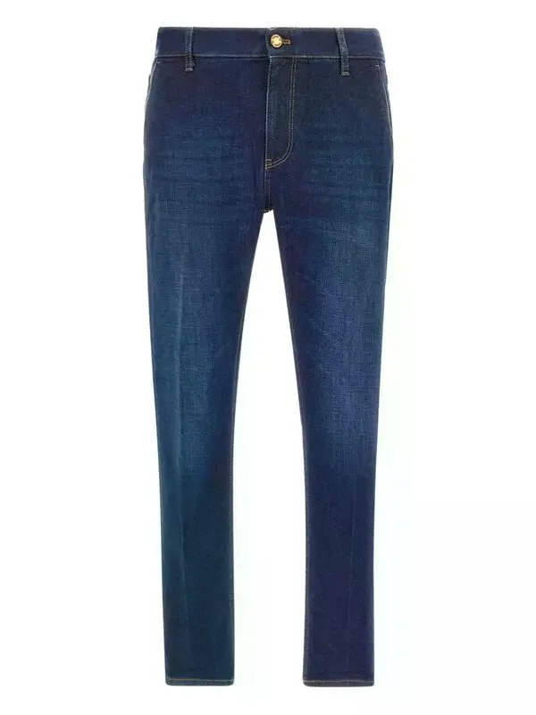 PT TORINO Four-pocket Jeans With Leather Patch - Blue