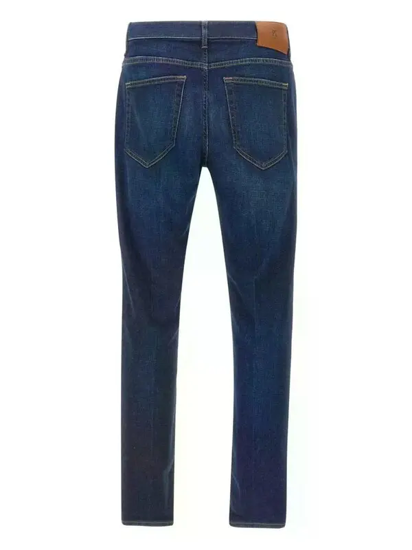 PT TORINO Four-pocket Jeans With Leather Patch - Blue