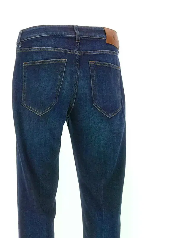 PT TORINO Four-pocket Jeans With Leather Patch - Blue
