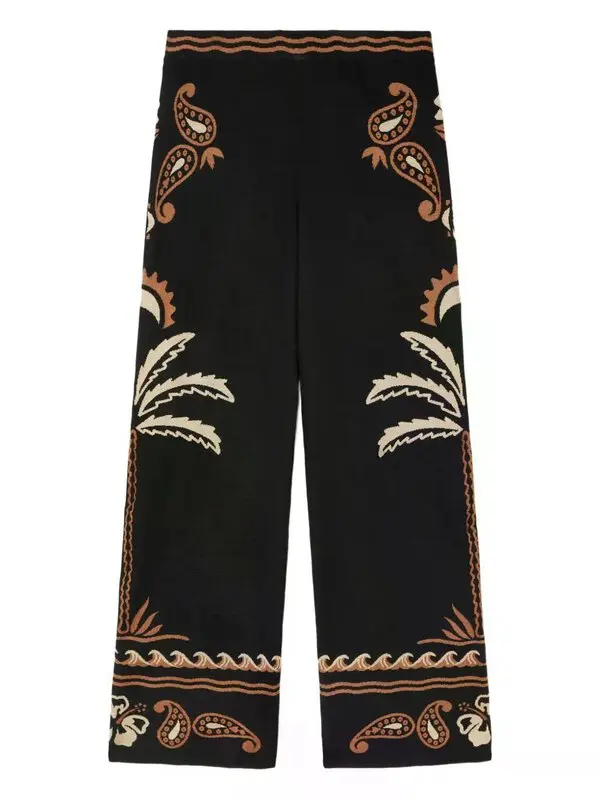 Alanui Glimpse Of Eden Palm-tree Paisley Trousers - Brown