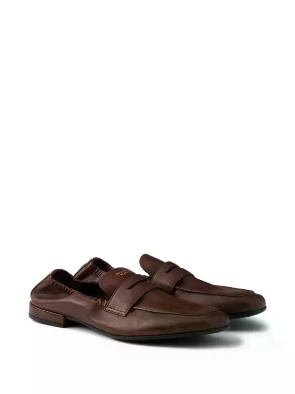 Prada Antiqued Leather Loafers