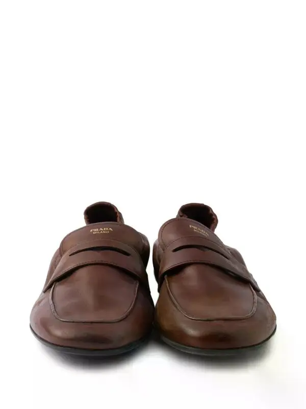 Prada Antiqued Leather Loafers