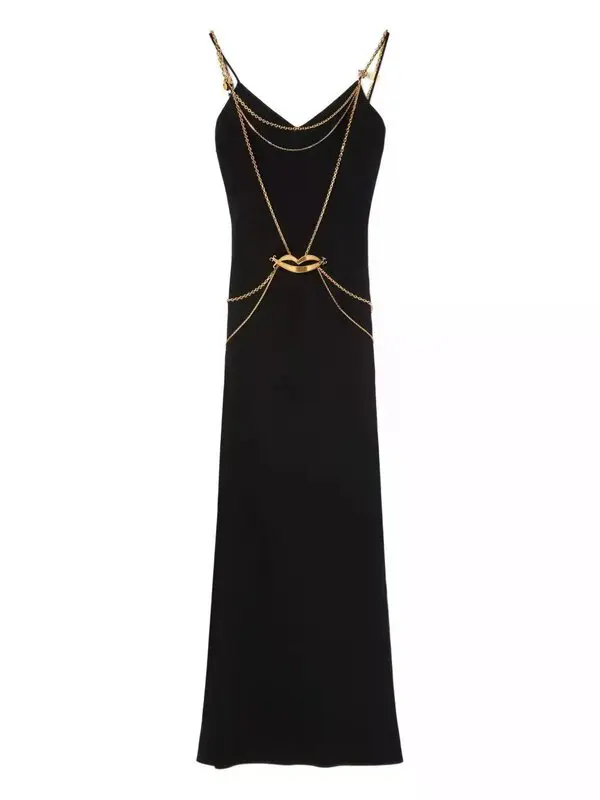 slim fit dress slacks STELLA CHAIN BLACK COLUMN DRESS – MissD Concept Store main image 0