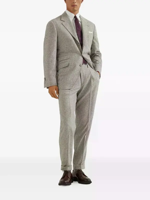 Brunello Cucinelli Pleated-front Check-pattern Trousers - Neutrals