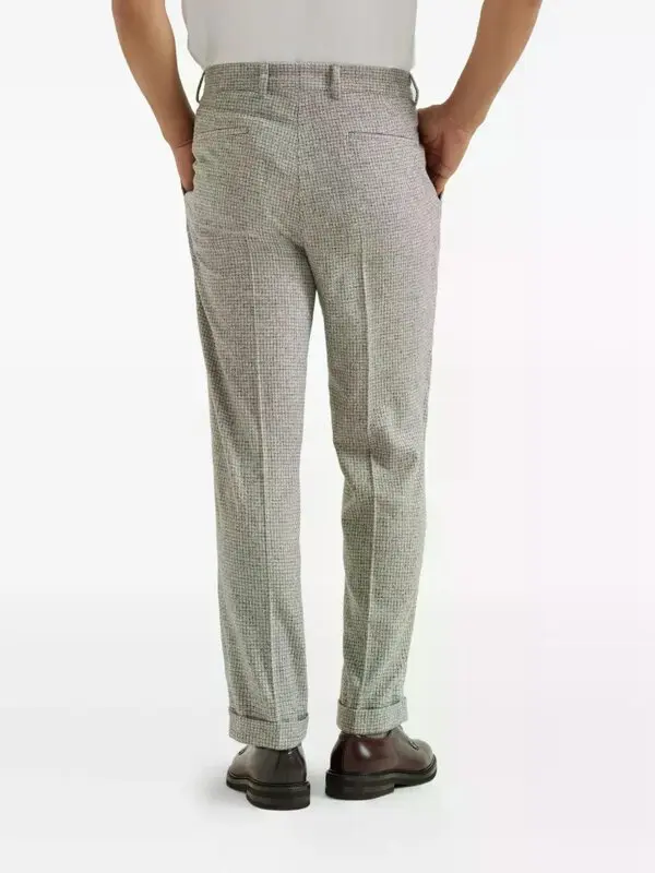 Brunello Cucinelli Pleated-front Check-pattern Trousers - Neutrals