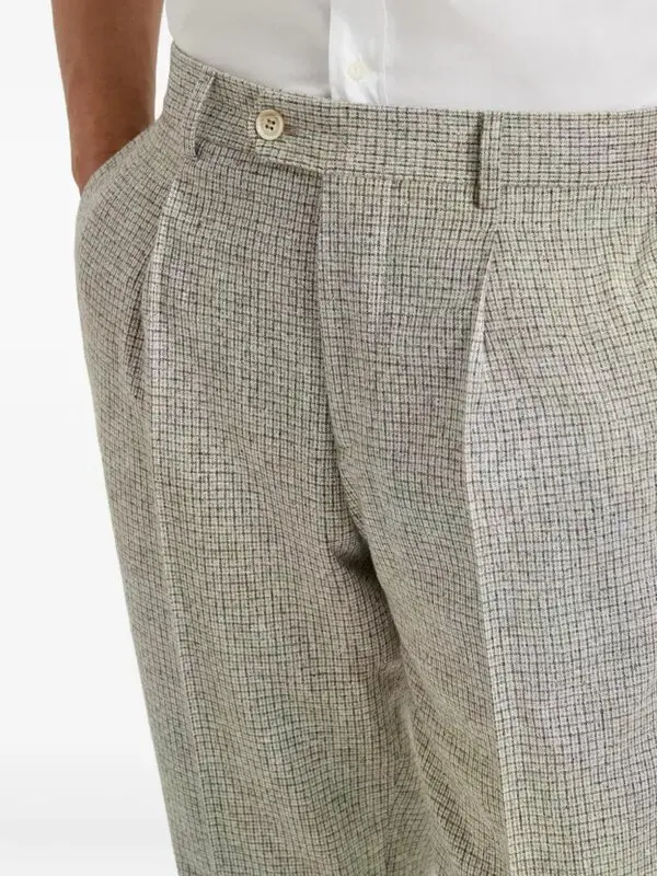 Brunello Cucinelli Pleated-front Check-pattern Trousers - Neutrals
